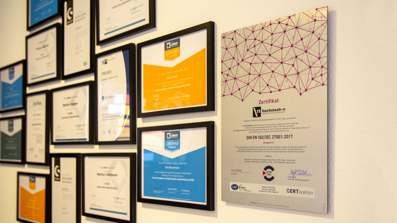 ISO 27001 Zertifizierung – Informations­sicherheit bei backslash-n